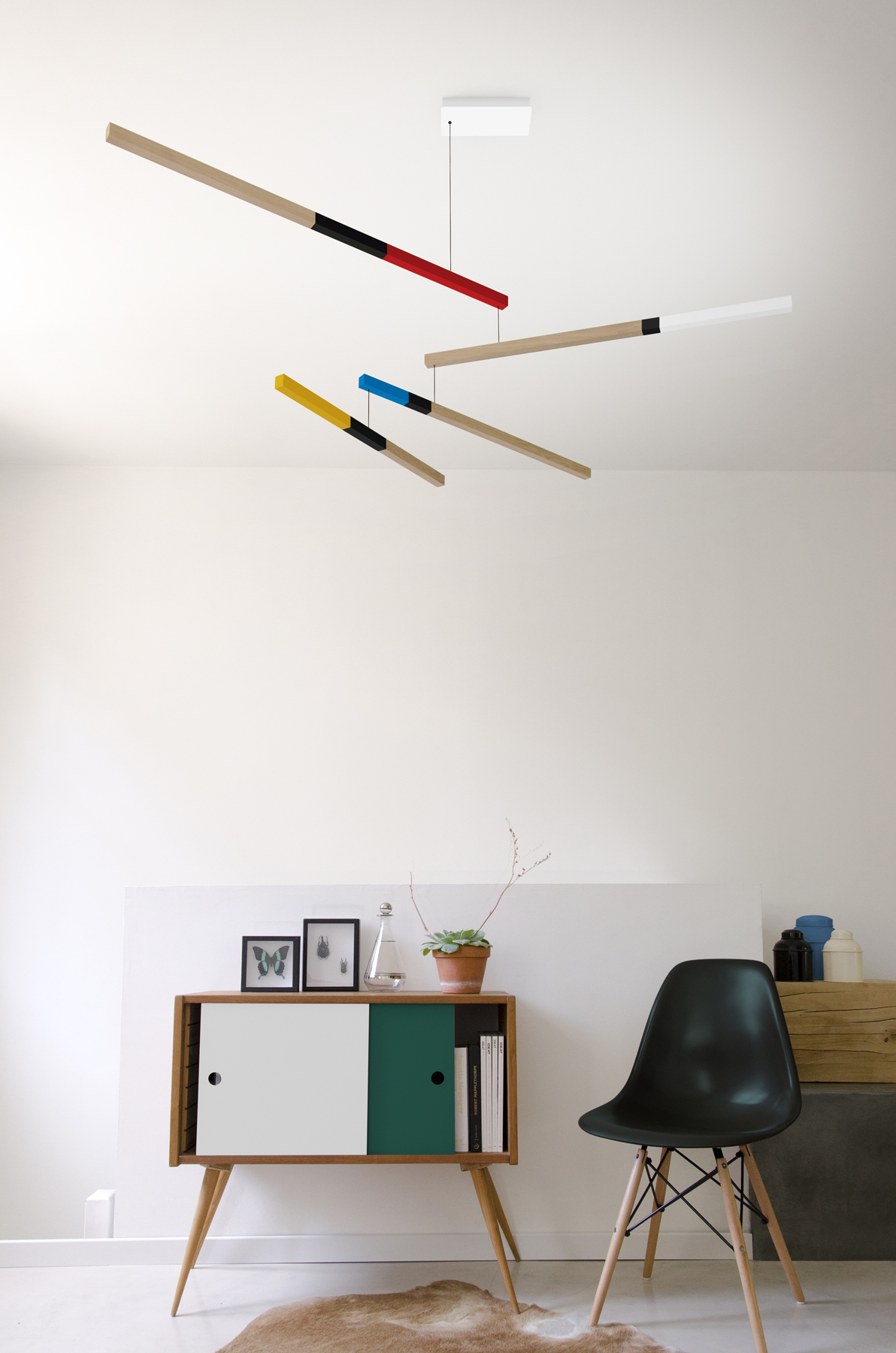 Suspension Mobile en Chêne - Luminaire LED - Lustre - TASSO CUB ...